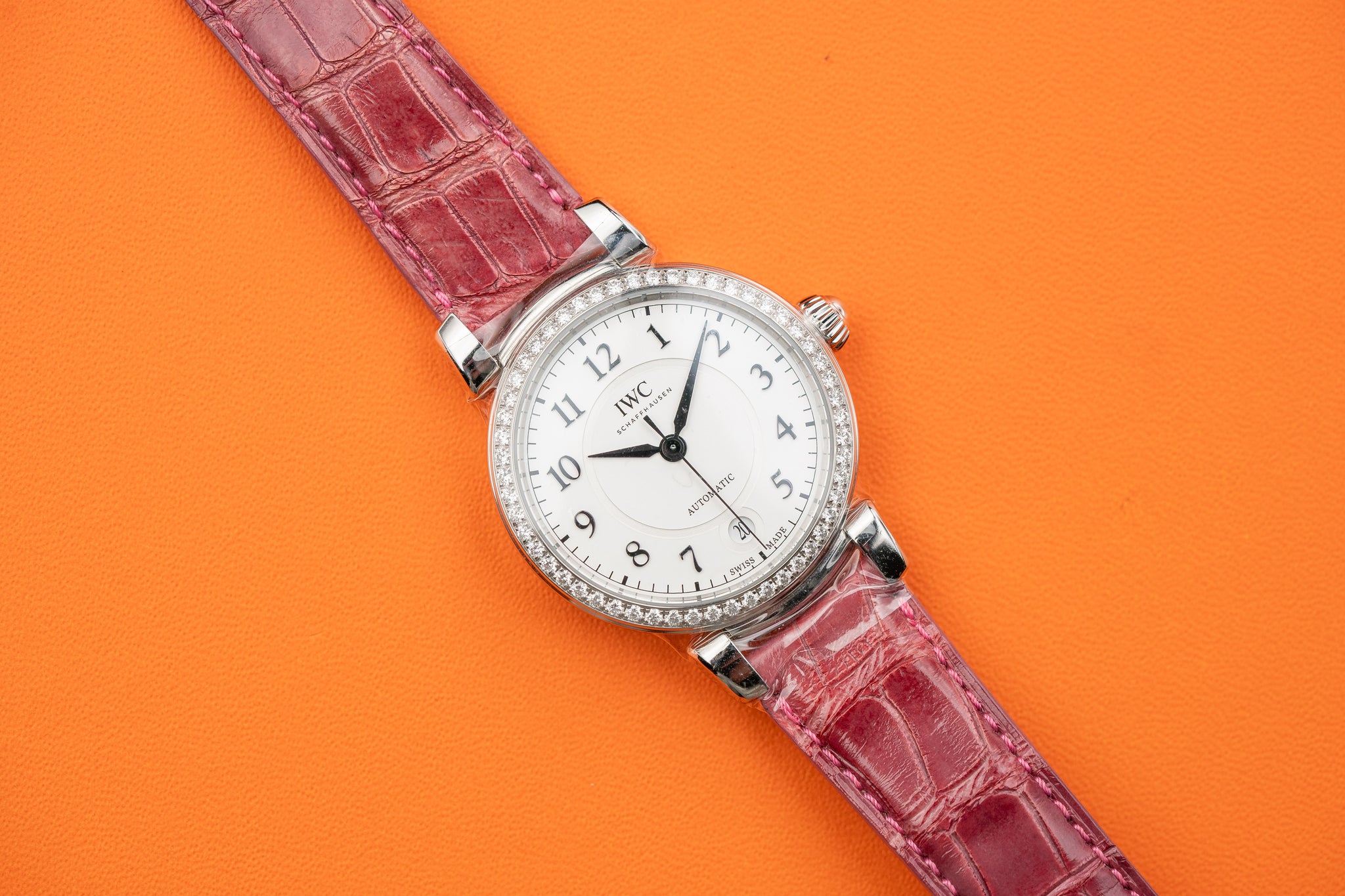 IWC Da Vinci Automatic 36mm Steel Case Silver Dial Purple Crocodile St