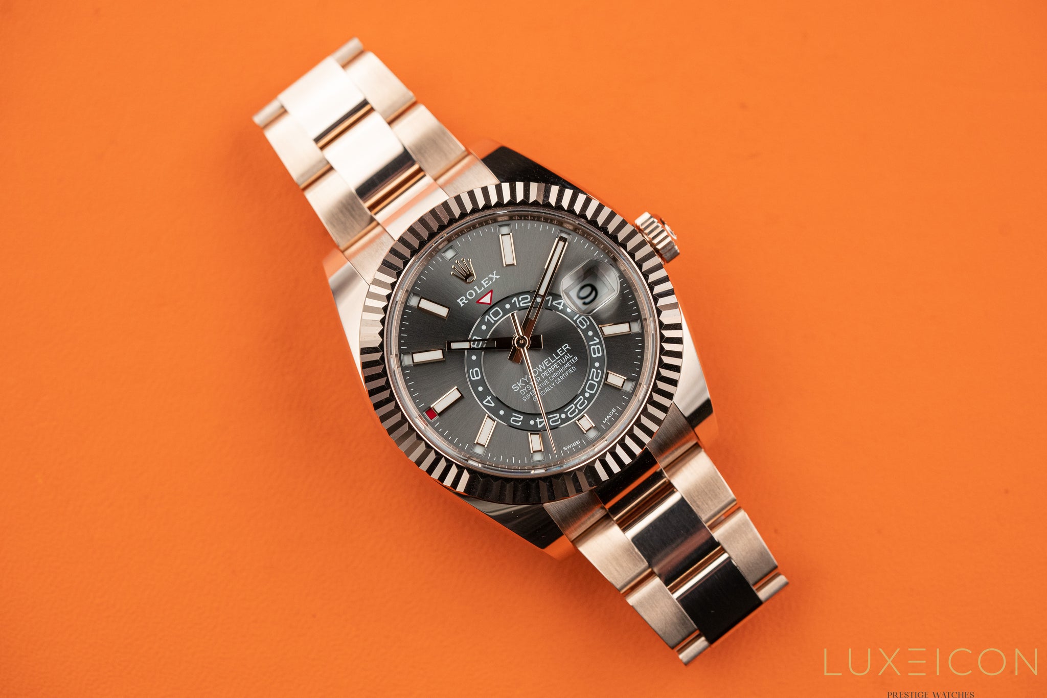 Rolex Sky-Dweller 42mm 18k Rose Gold Rhodium Index Dial Oyster 326935